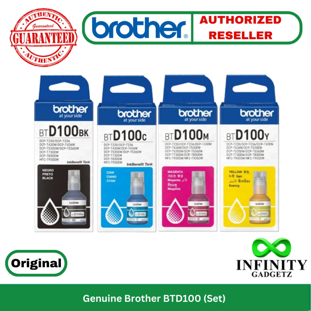 Genuine Brother BTD100BK and BTD100 CMY Ink (SET) | Shopee Philippines