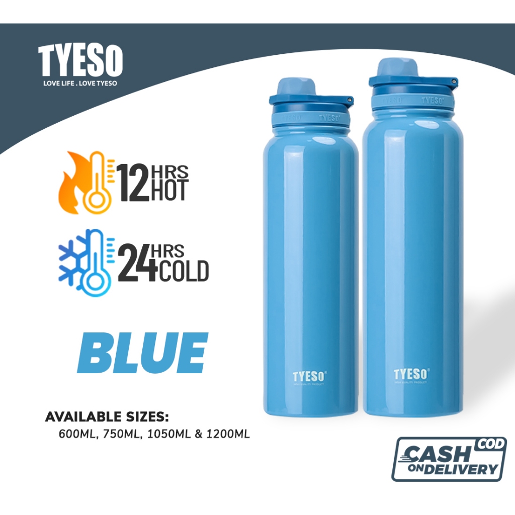 Tyeso 600ml/750ml/1050ml/1200ml Tumbler for hot and cold Glazed (Blue ...