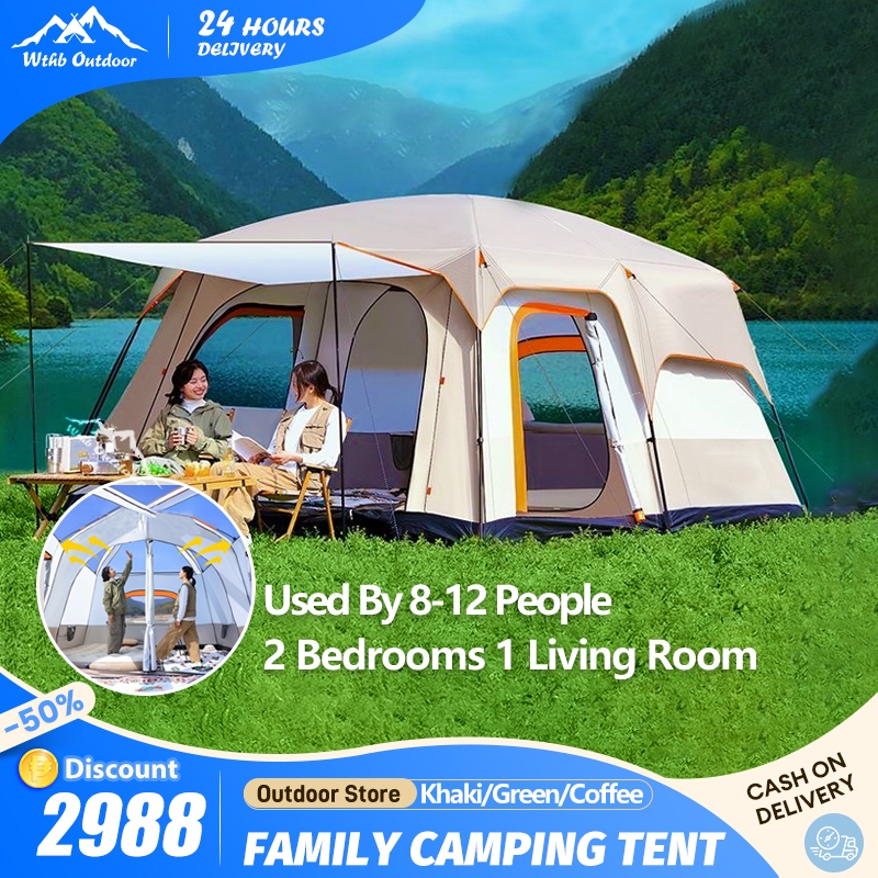 【Wthb Outdoor】Tent For Camping 6-8person Family Two Bedrooms And One ...