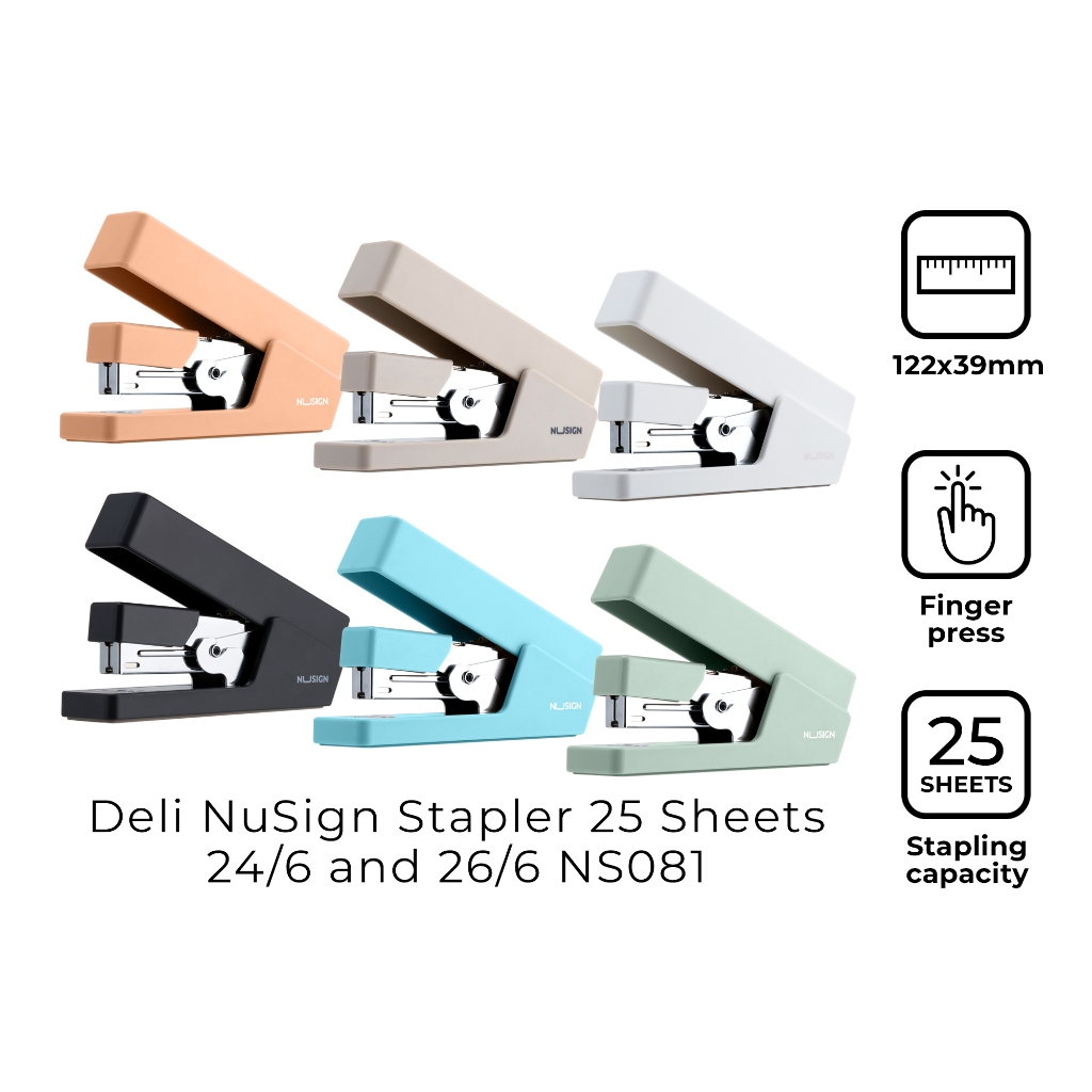 Deli NS081 NuSign Stapler 25 Sheets 24/6 and 26/6 | Shopee Philippines