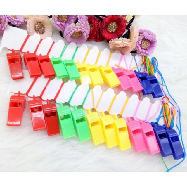 24pcs Colorful Plastic Whistle with Strap Emergency Safety Whistle With ...