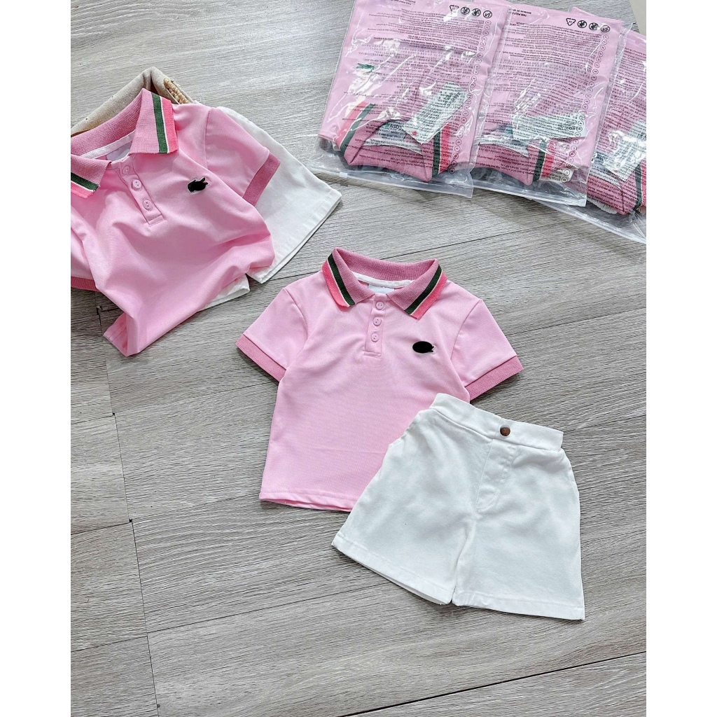 Pink Polo Shirt and White Short Set | Shopee Philippines