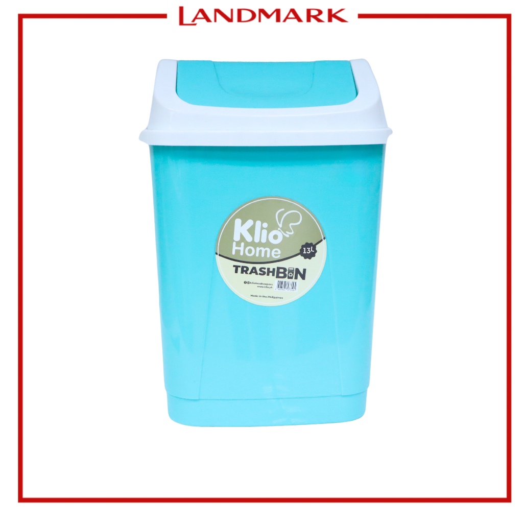 Klio Trash Bin Large 13L - Blue Green 29.5 x 23.6 x 42cm | Shopee Philippines