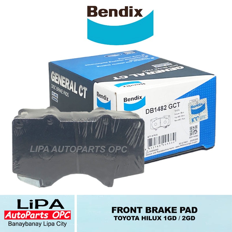 BENDIX FRONT BRAKE PAD Toyota Hilux 2015-2024 PN: 1482 | Shopee Philippines