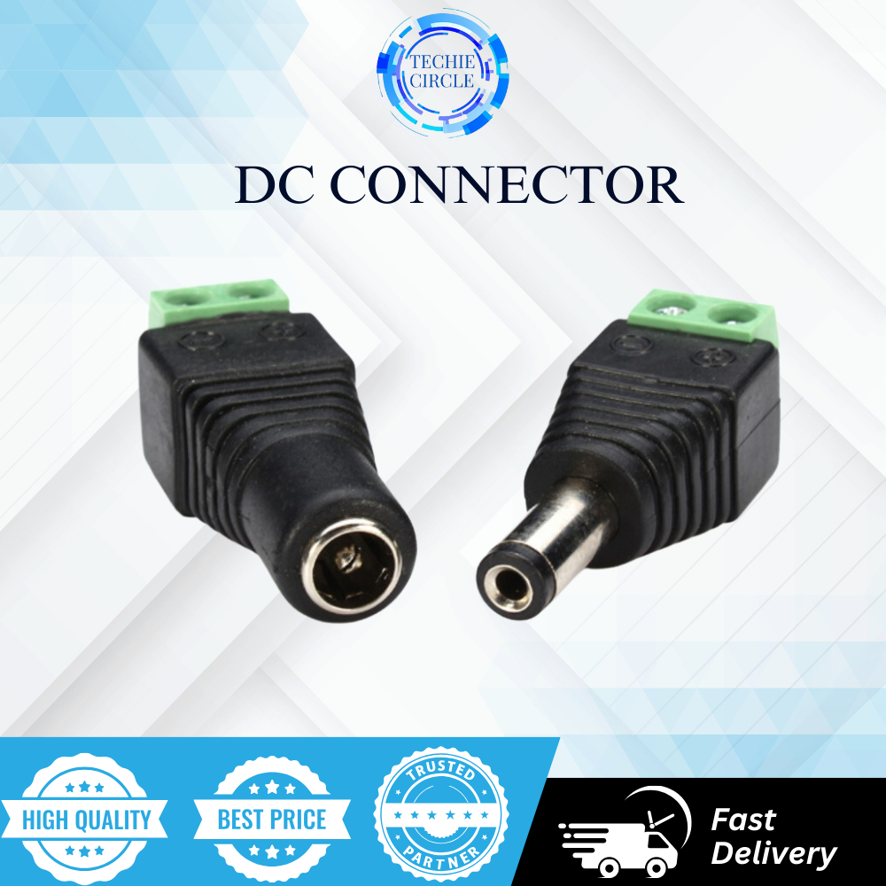 Techie Circle 12V DC Male & Female Power Plug Connector DC Jack Adapter ...