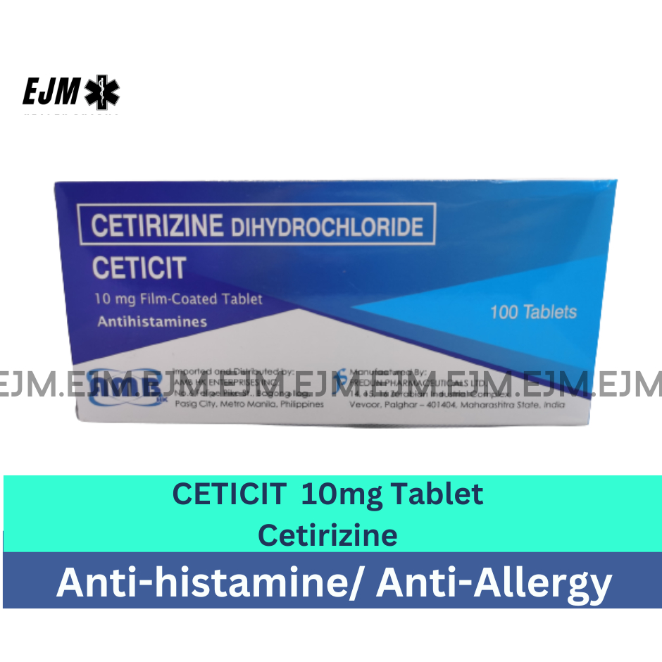 CETICIT Cetirizine dihydrochloride 10mg Film coated Tablet - 100 ...
