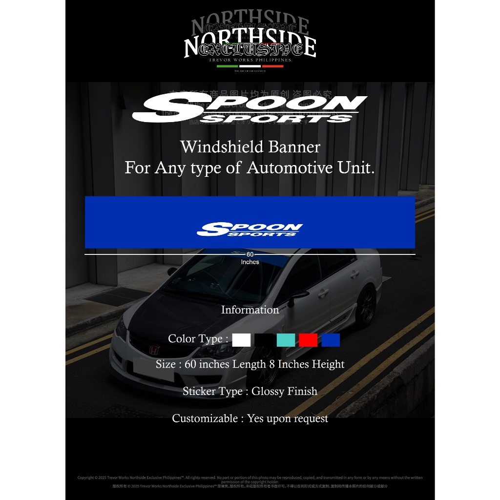 Honda Spoon Windshield Banner Sticker for Honda Automotive , Cars ...