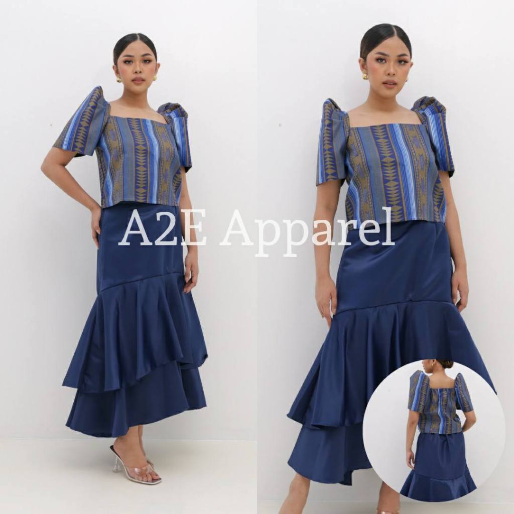 A2E | Evelyn Terno | Modern Filipiniana Padded Terno Coordinates Top ...