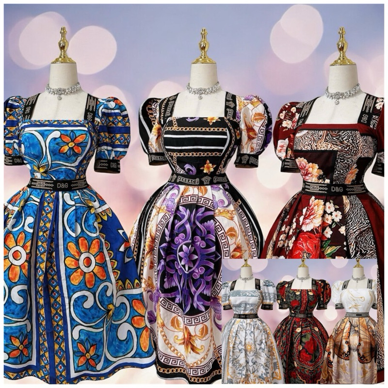 Stunning Midi Puff Sleeve Vietnam Padded Womenswear Dress | Shopee ...