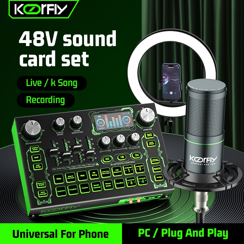 KOORFLY KF01 Live Sound Card Support Dynamic Microphone Bluetooth Sound ...