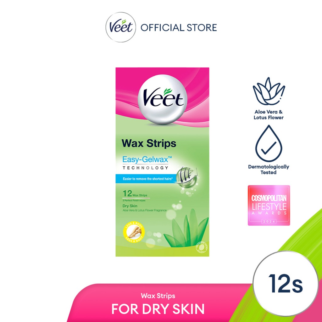 Veet Cold Wax Strips Hair Removal for Legs / Dry Skin 12's (Alternative ...