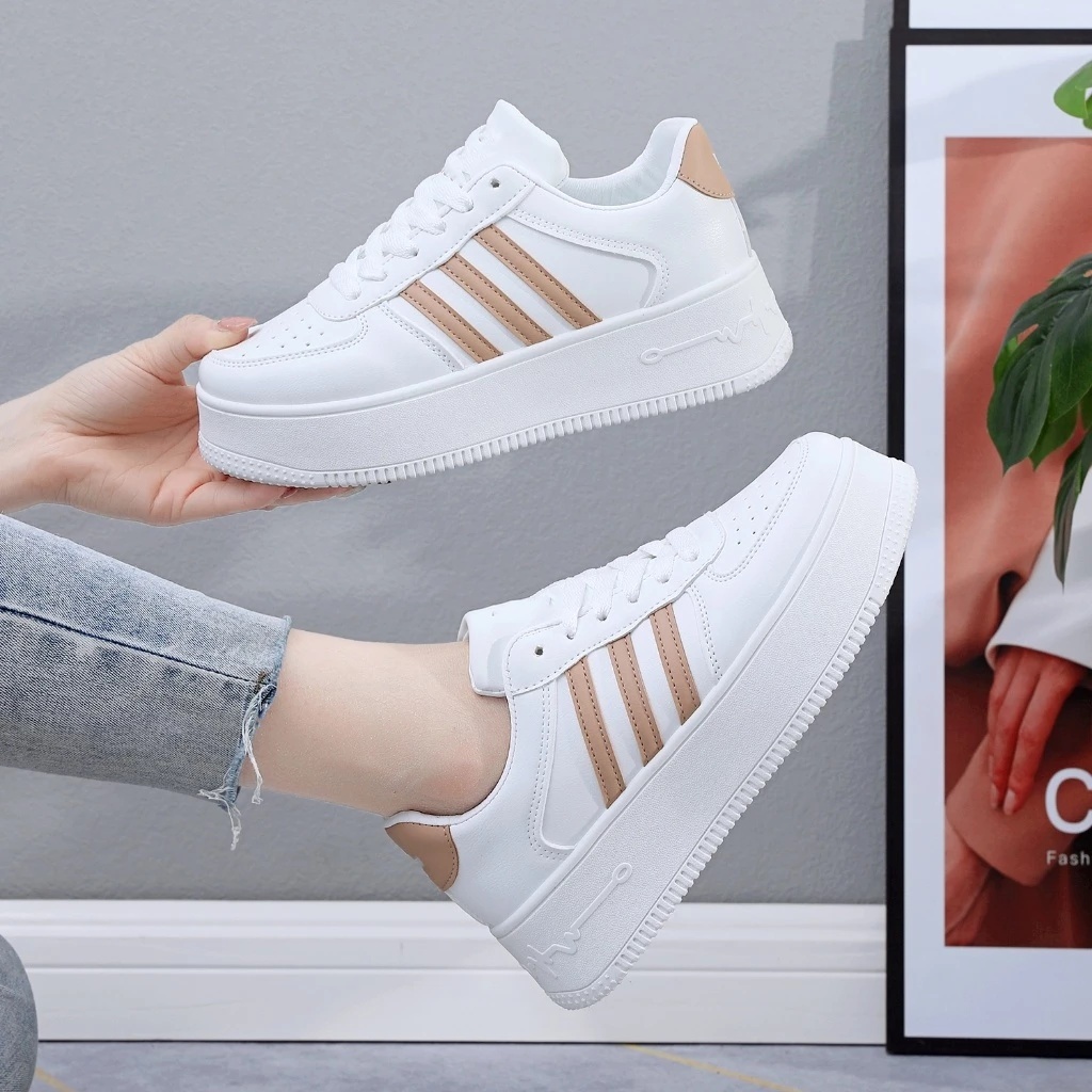 Women's Thick - soled White Sneakers ， Sweet, Casual and Versatile ...