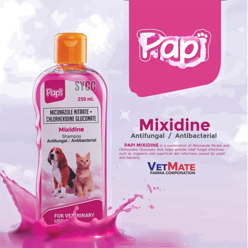 Papi Mixidine Antibacterial Shampoo for dog & Cats 250ml | Shopee ...