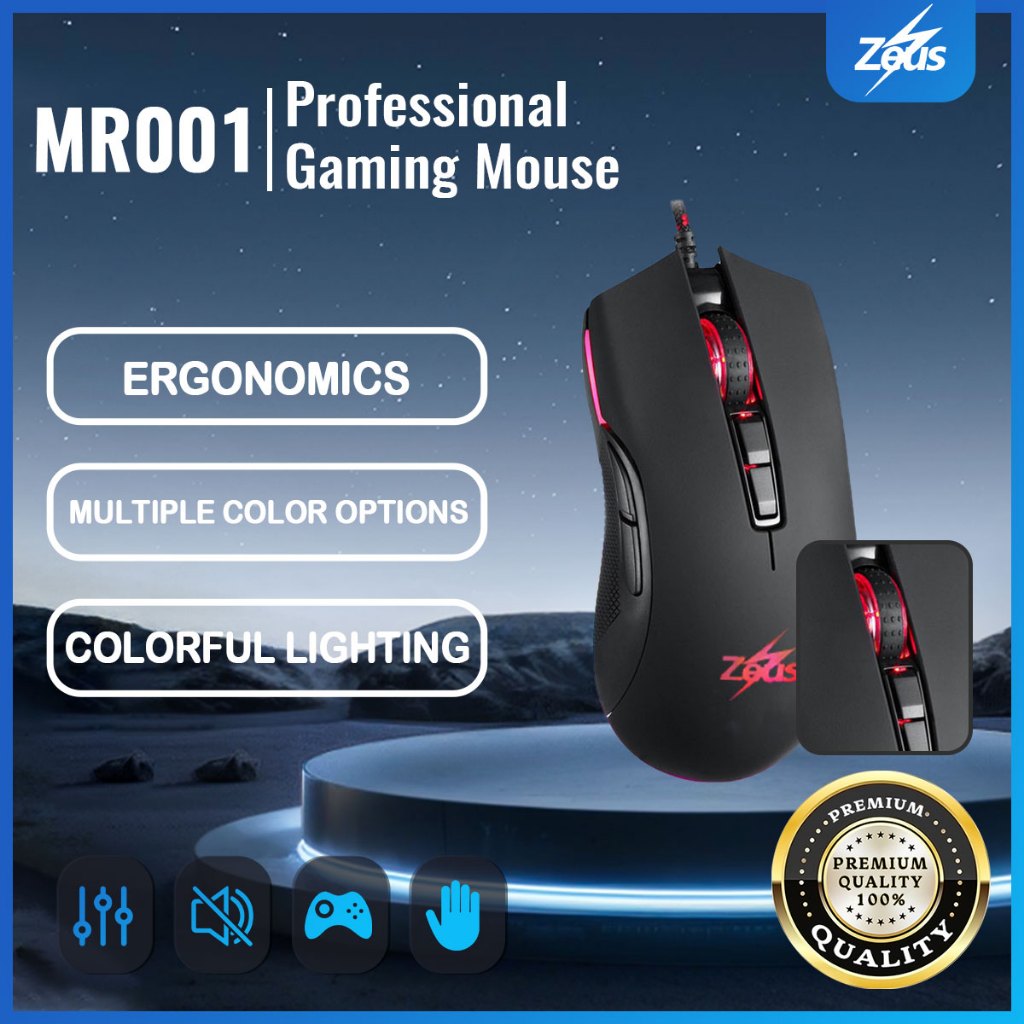 Zeus® MR-001 7-Button Wired Gaming Mouse RGB Backlit Gaming - Graded ...