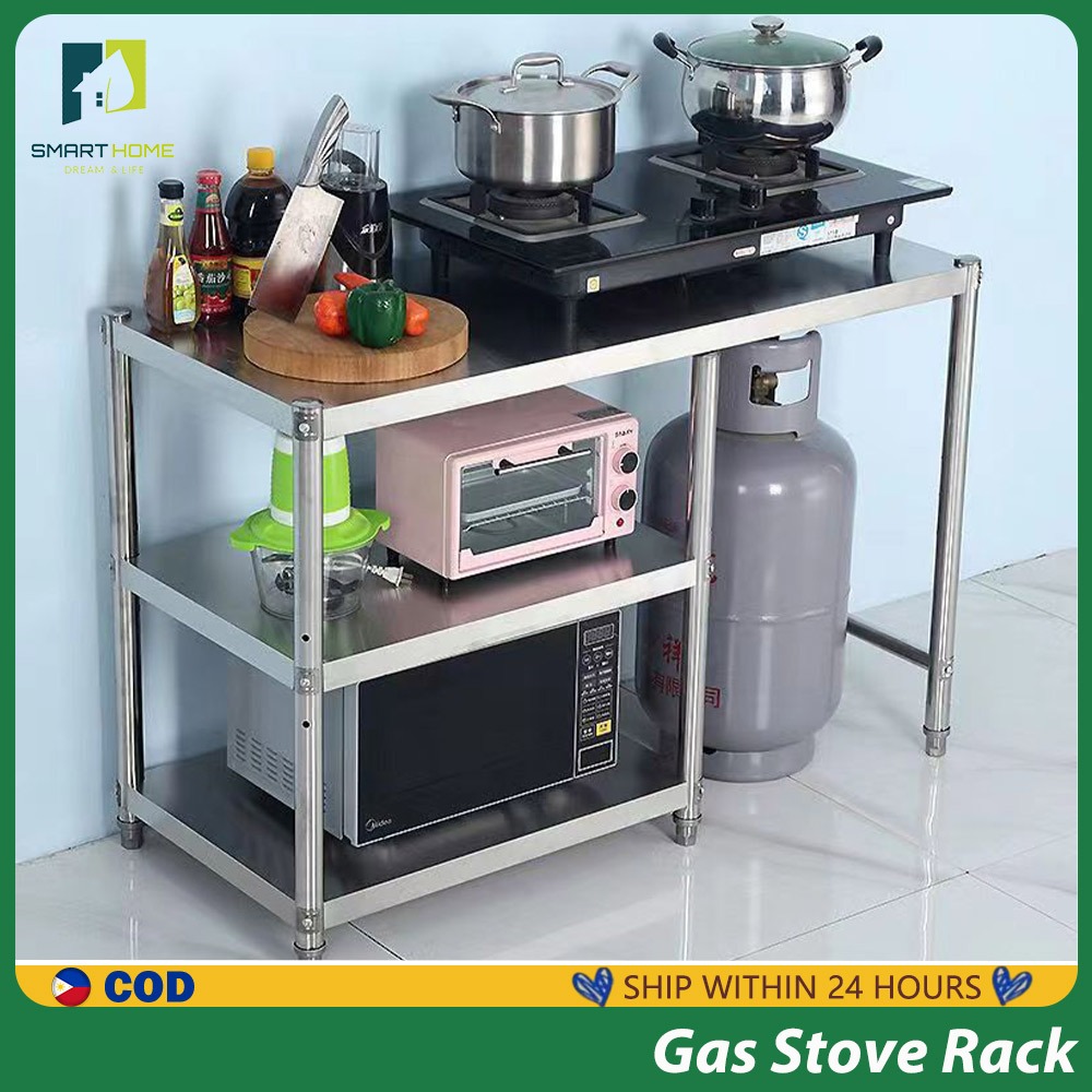 2in1 Gas Stove Stand Rack Heavy Duty Kitchen Storage Thickened 304 ...