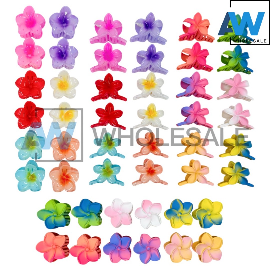 AB-1116 [12 pcs] Flower Glossy/Matte 7 cm Hair Clamp For Girls Kids ...
