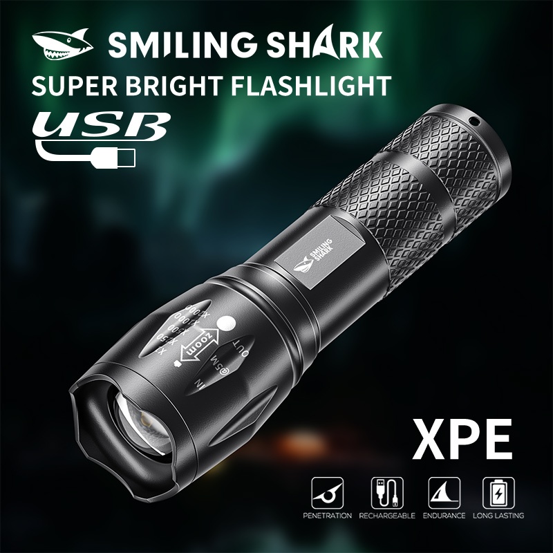 Smiling Shark Tactical Flashlight – Zoomable, Waterproof & Ultra Bright ...