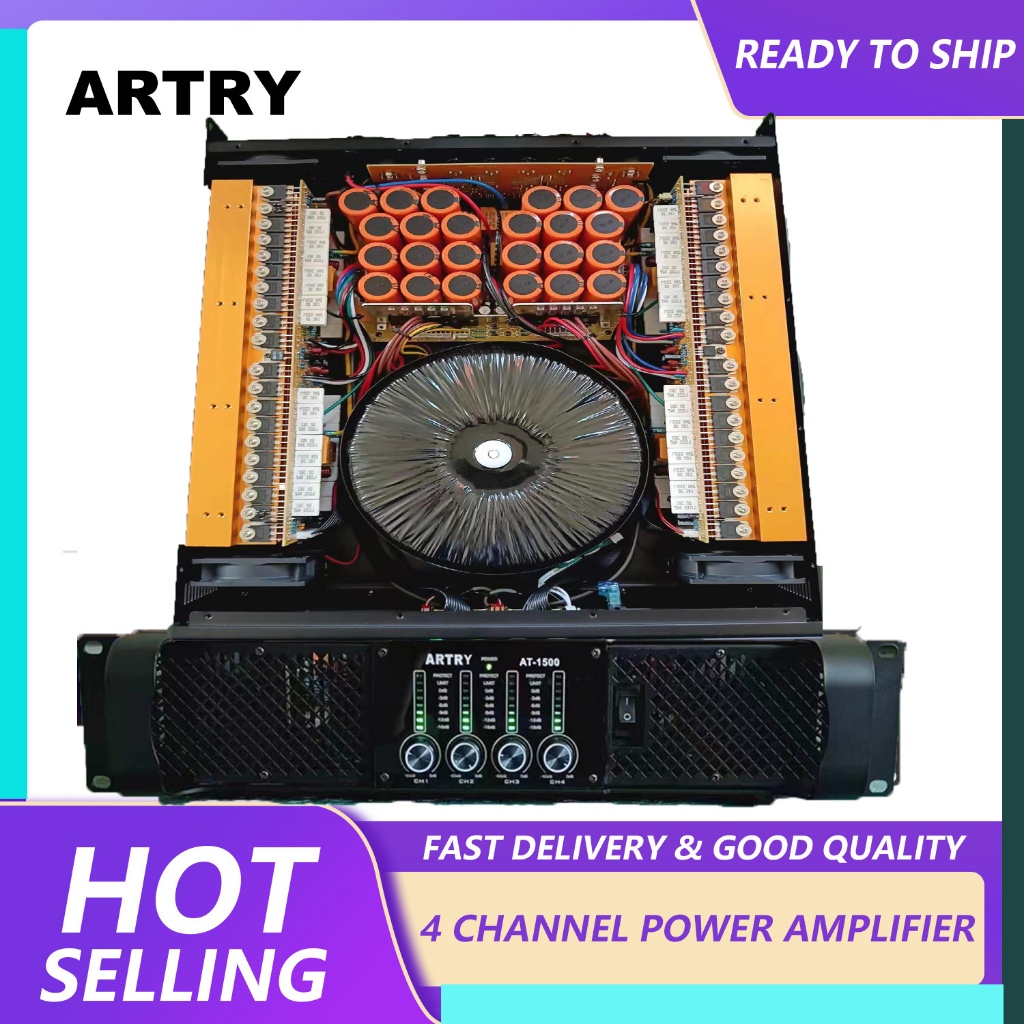 ARTRY AT1500 Professional amplifier, 4 channels, 2000W 8 ohms, audio amplifier power | Shopee ...