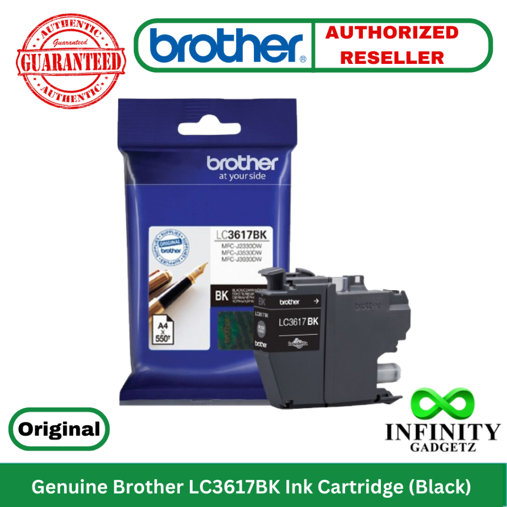 Genuine Brother LC3617BK Ink Cartridge (BLACK) for MFC J2330DW J2730DW ...