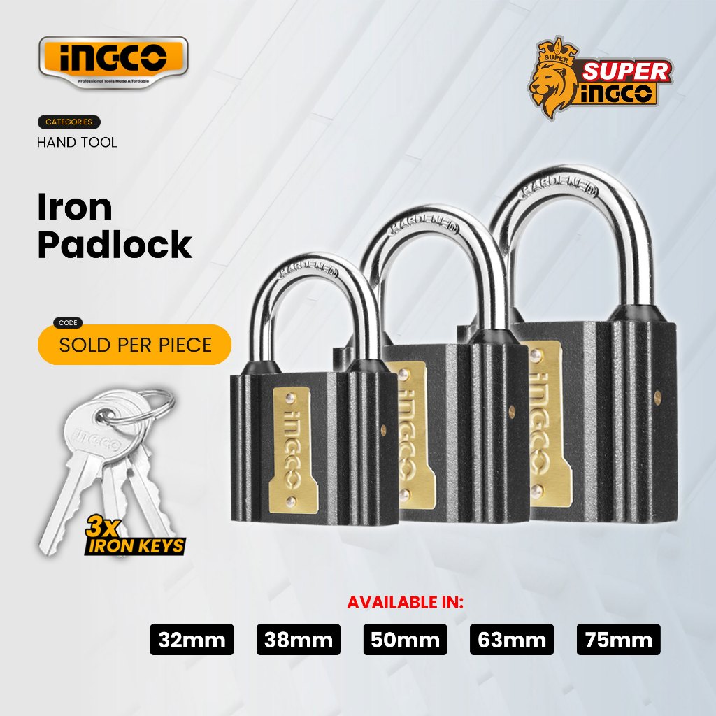 Ingco 32mm-50mm Short Shackle Iron Padlock w/ Brass Cylinder Anti-Theft ...