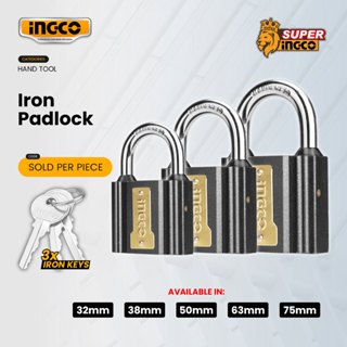Ingco 32mm-50mm Short Shackle Iron Padlock w/ Brass Cylinder Anti-Theft ...