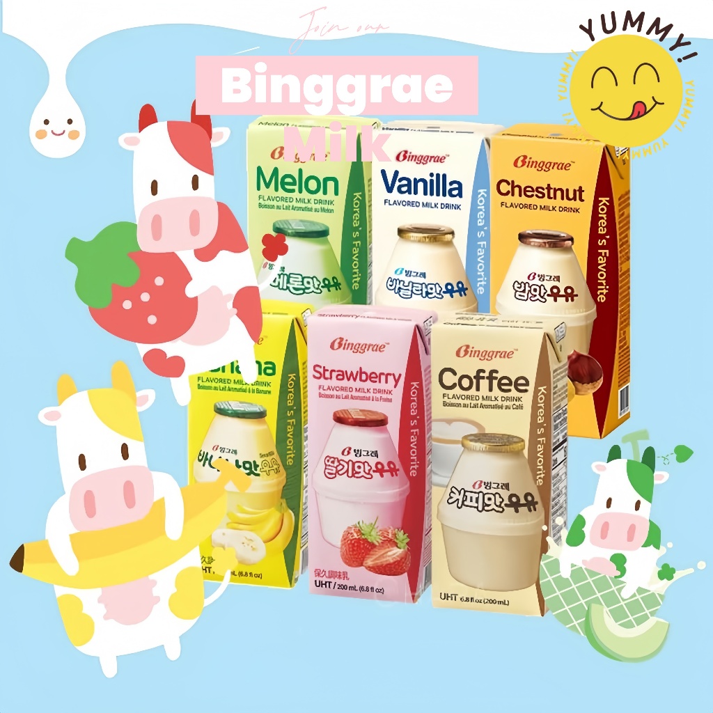 Binggrae Milk - Banana / Strawberry / Melon / Taro / coffee - 200ml ...