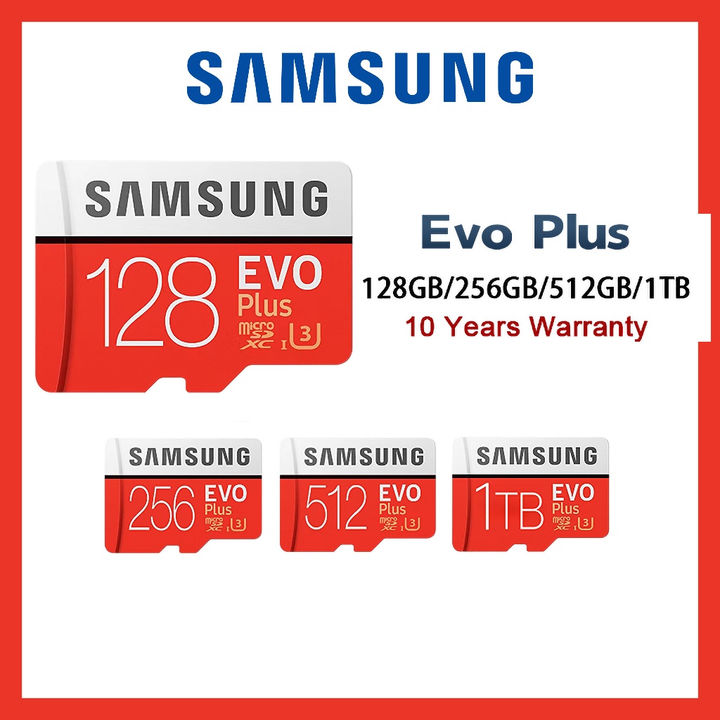Samsung Class 10 Evo Plus UHS-I U3 Memory Card 128GB/256GB/512GB/1TB ...