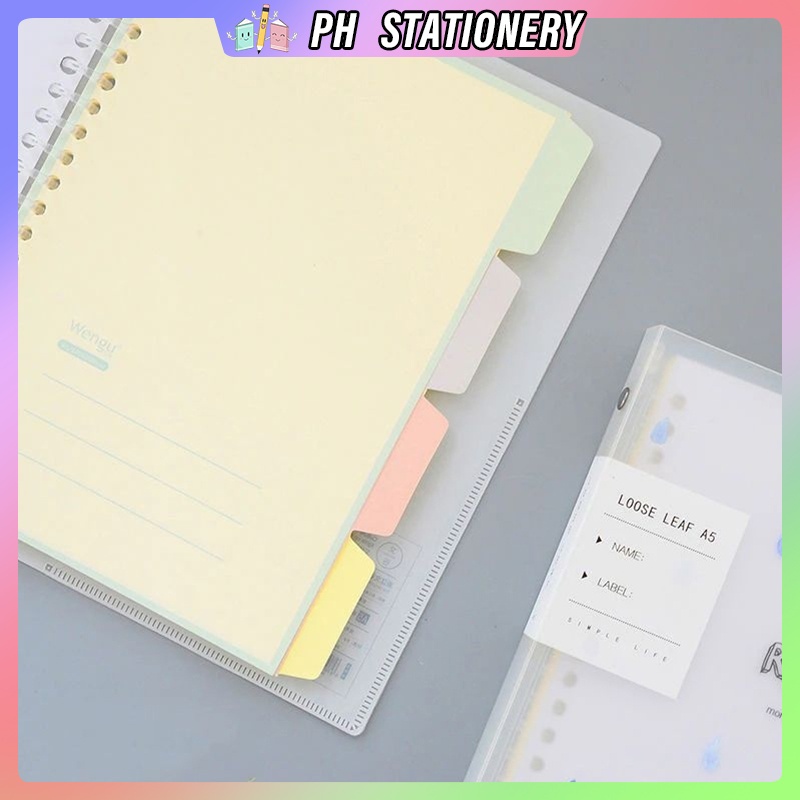 A5(20 holes)/B5(26 holes) Pastel Color Binder Notebook Refillable with ...