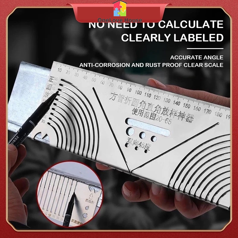 Multifunctional Metal Ruler Square Tube Rounded Corners and Angles ...