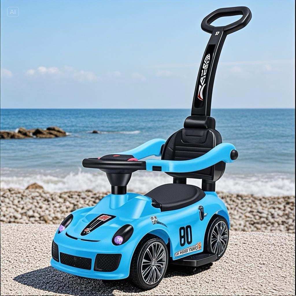 Ferrari car ride on toy car push stroller baby kids car with music and ...