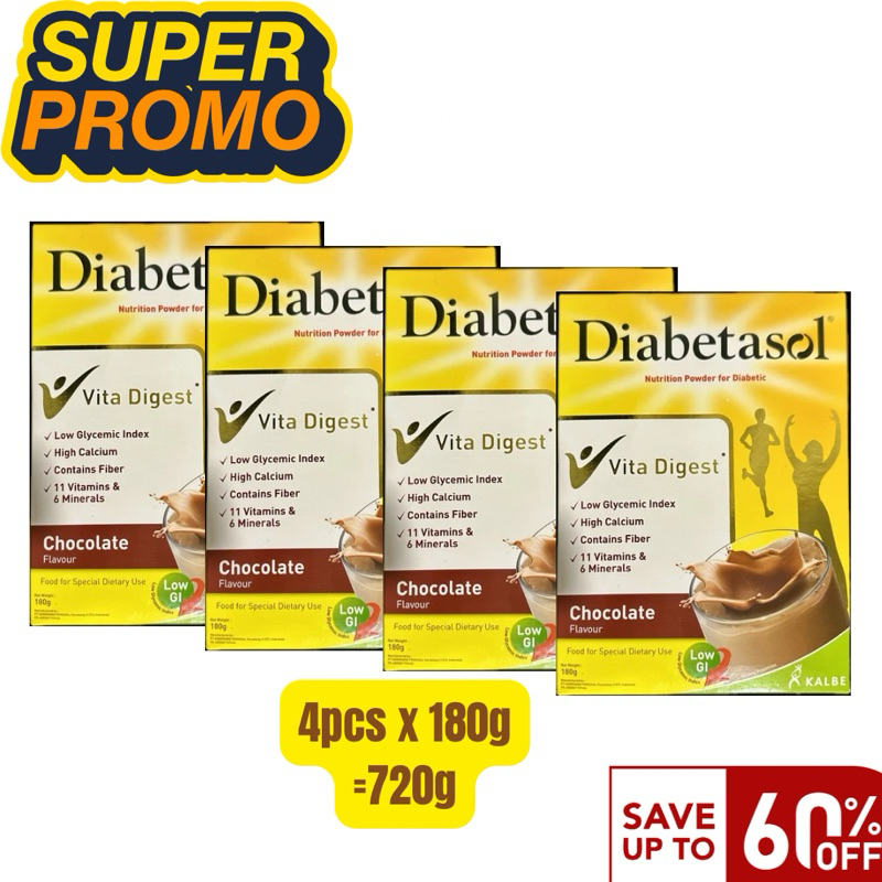 4Pcs Diabetasol Nutrition Powder Chocolate (720g) | Exp: 09/2026 | Shopee Philippines