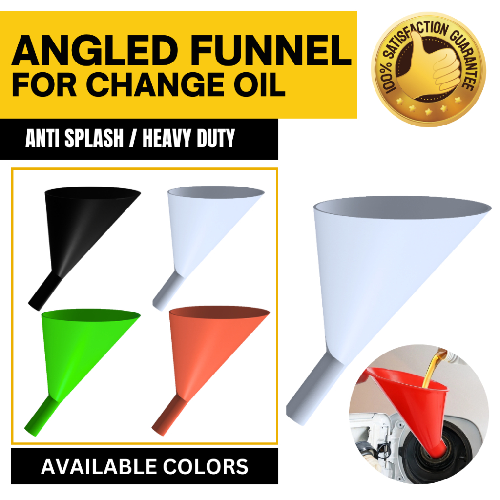 Heavy-Duty Angled Oil Funnel – Anti-Splash Funnel for Engine Oil Change ...