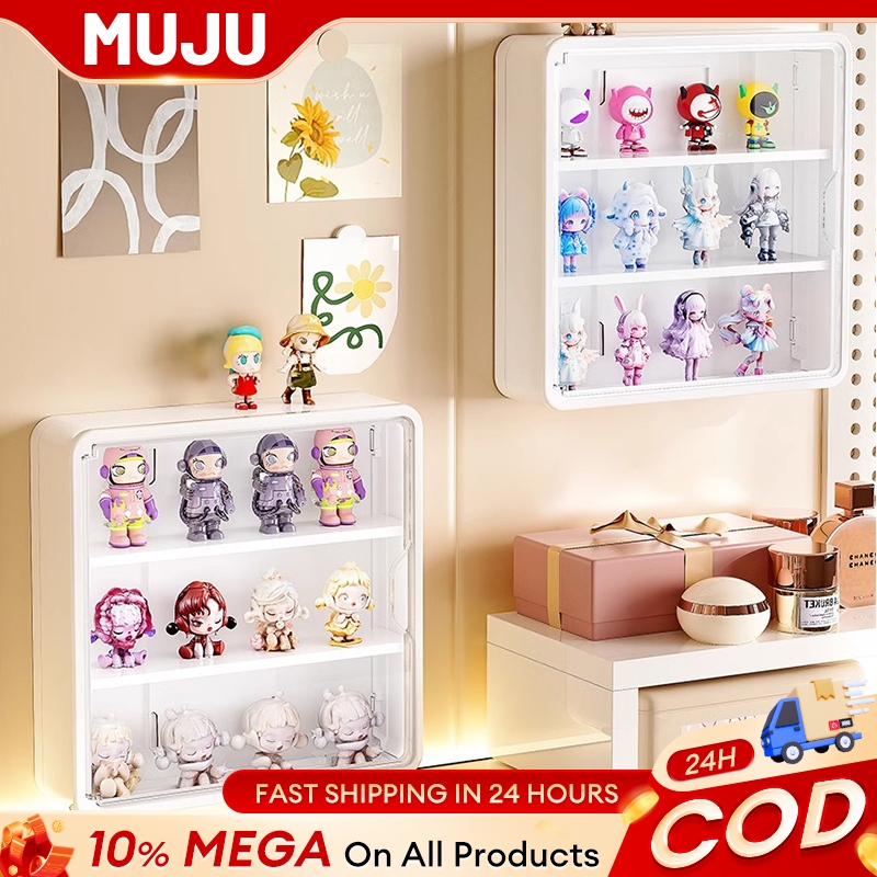 MUJU Wall-mounted Acrylic Display Case Popmart Storage Organizer Doll ...