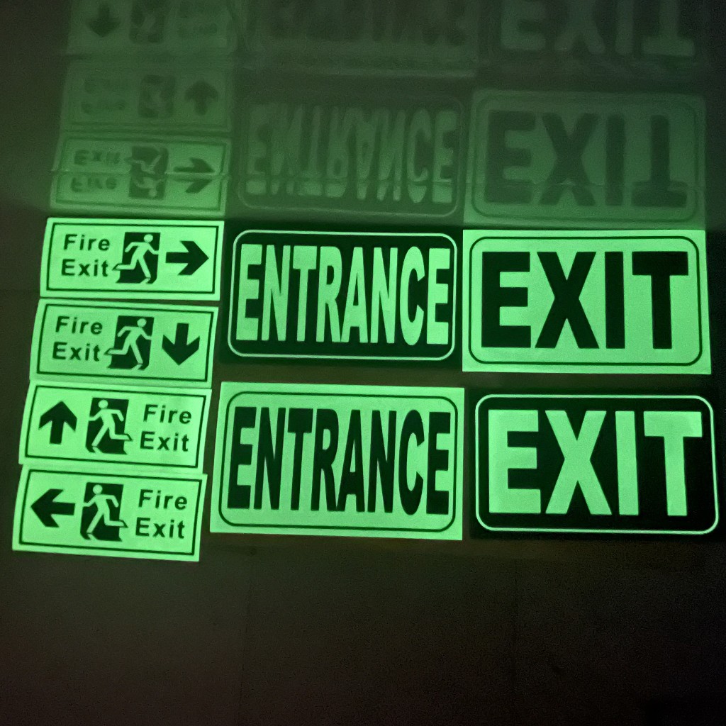 Luminous Emergency Exit Fire Extinguisher Sign Glow in the Dark Cut Out ...