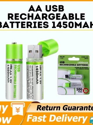 USB Rechargeable Battery 1.5V Li-Ion AA/AAA Type-C Lithum-Ion Battery ...