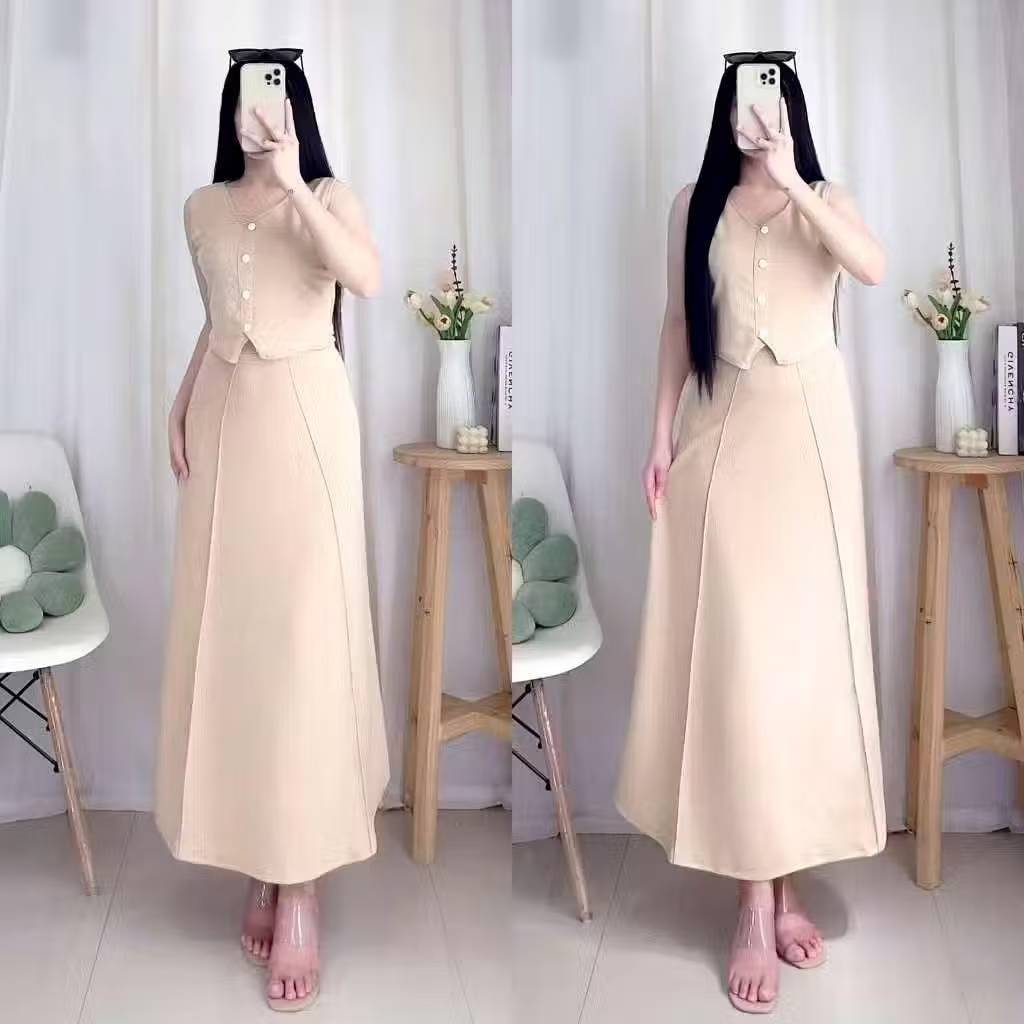 French top with long skirt women's clothing 1724 | Shopee Philippines