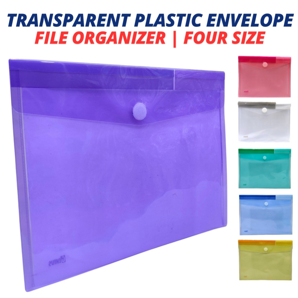 A5/A4/BL/FC Colored Plastic Envelope for School and Office Transparent ...