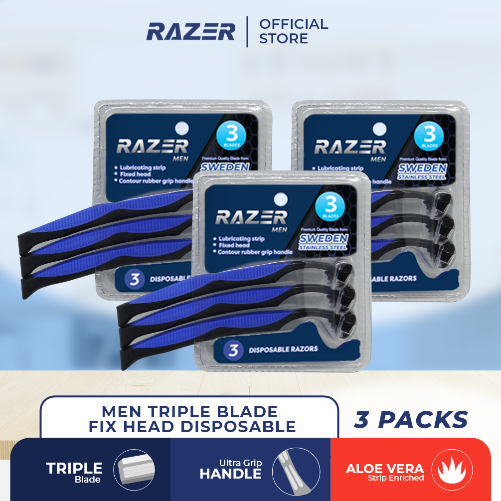 Razer Mens Triple Blade Fix Head Disposable Razor by 3s x 3 Packs ...