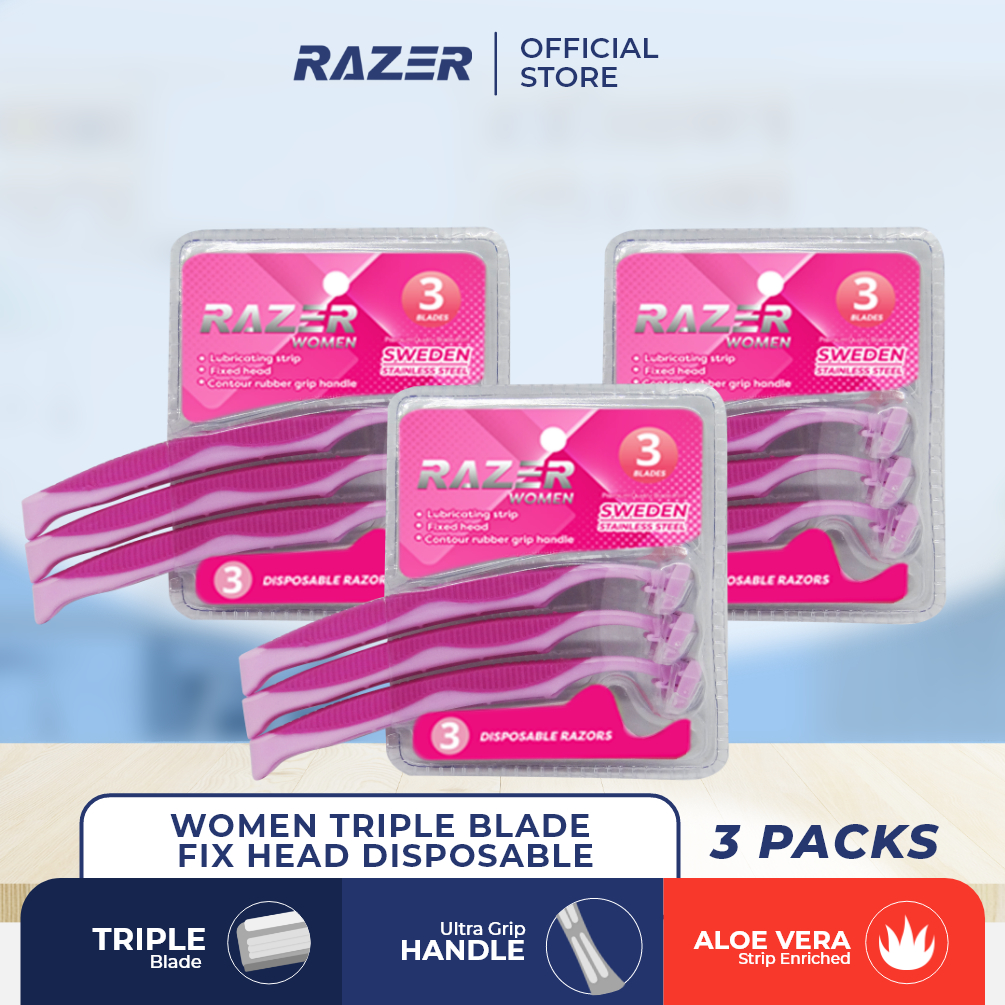 Razer Womens Triple Blade Fix Head Disposable Razor by 3s x 3 Packs ...