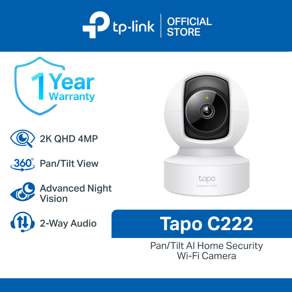 TP-Link | Tapo | C222 | 2K | 4MP | Pan/Tilt | AI | Home | Security | Indoor | Wi-Fi | CCTV ...