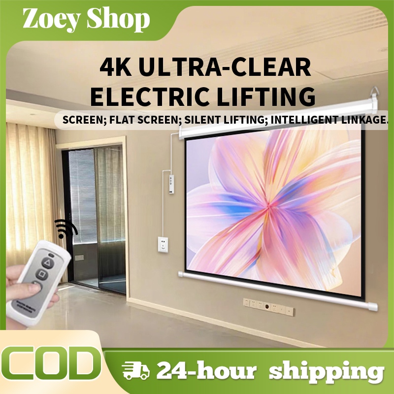 【In Stock】Projection Screen 100 inch 16:9 HD Movies Screen pull down ...