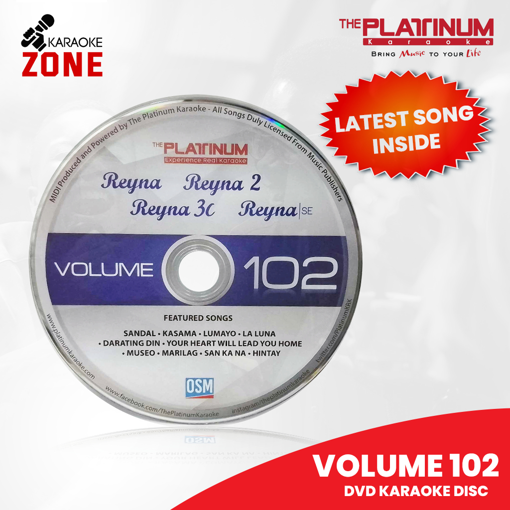 The Platinum Karaoke Vol 102 / Reyna 3C / Reyna SE / CD with Additional Song List / PLATINUM ...
