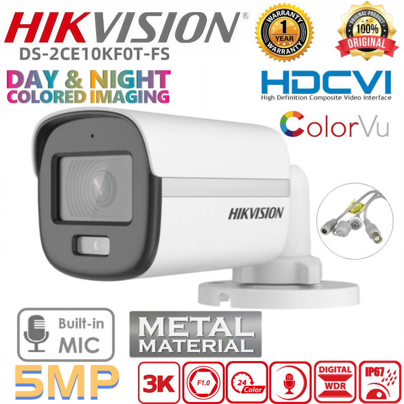 Hikvision CCTV Camera 3K 5MP Full ColorVU With Audio Bullet Camera ...