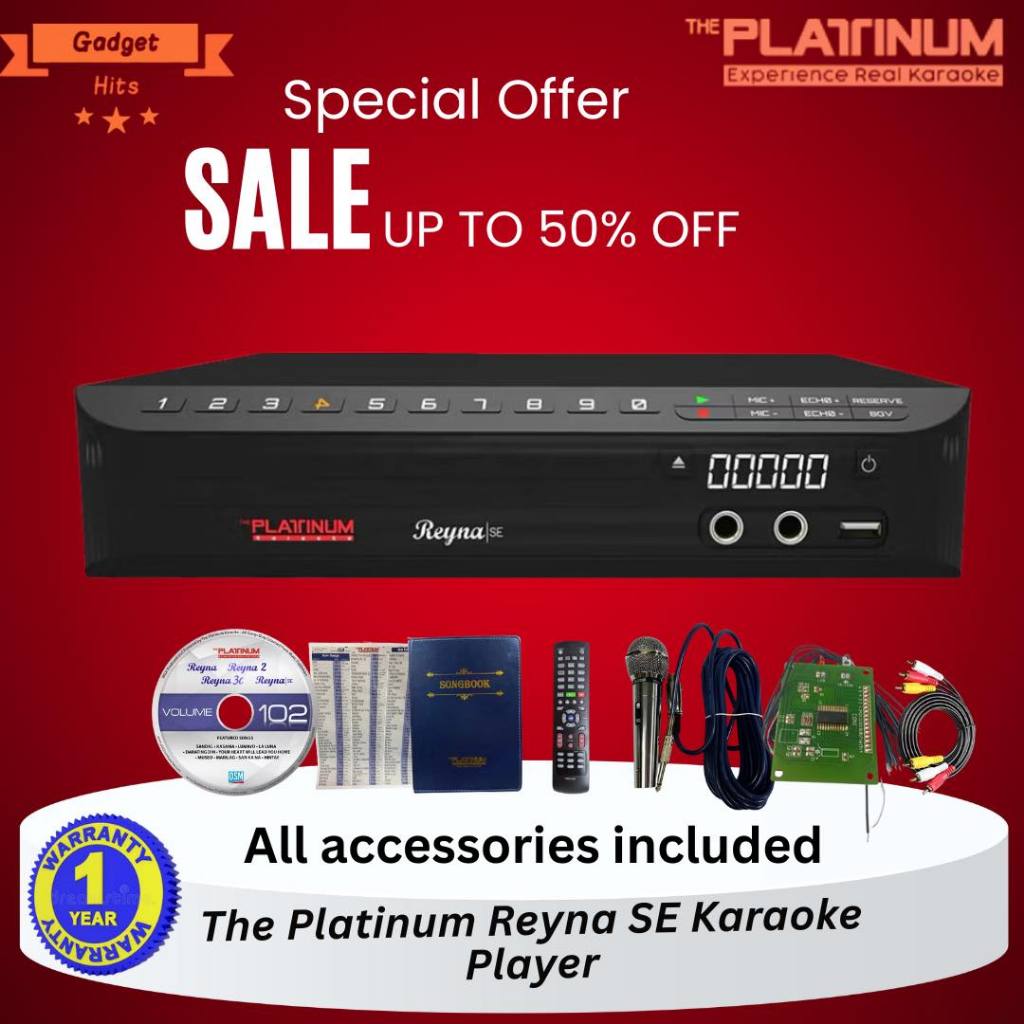 The Platinum Reyna SE Professional Karaoke Player with Free Wired Mic -VOLUME 102 UPDATED CD ...