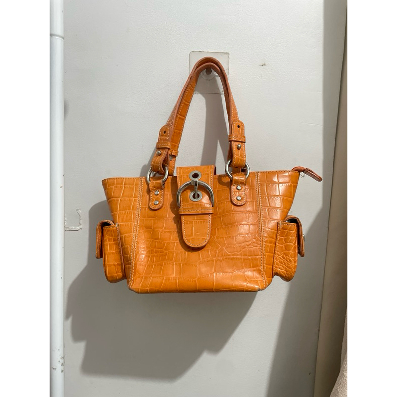 PRELOVED ESQUIRE CROC LEATHER MINI HANDBAG (25 cm) | Shopee Philippines