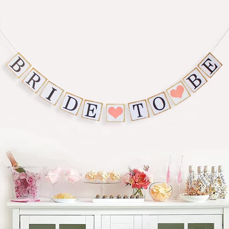 D56 Banners | Pink White BRIDE TO BE Letter Hanging Garland Banner ...