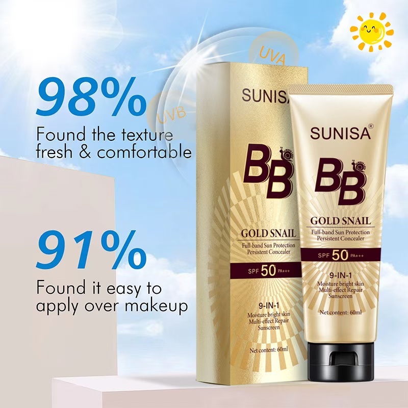 SUNISA Sunscreen Gold Snail SPF50+ Full-band Sun Protection Persistent ...