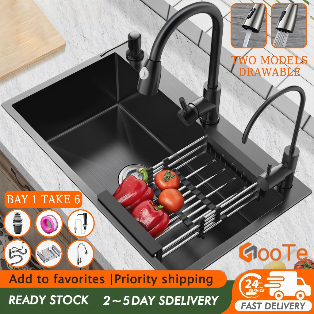 SUS304 Sink Complete Set Drain Basket Thickened Double for kitchen ...