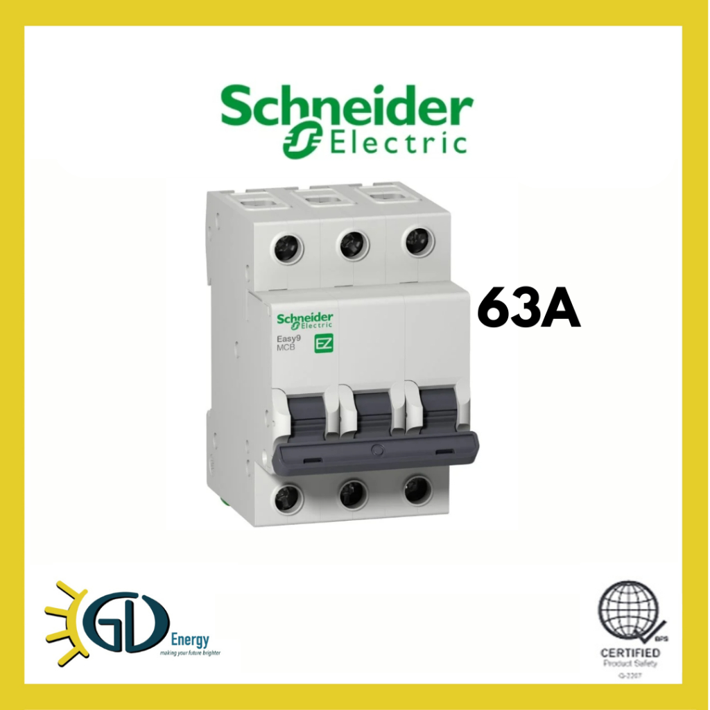 Original 3Pole Schneider Easy9 63A C DIN-Rail Type Miniature Circuit Breaker 6kAIC (EZ9F56363 ...