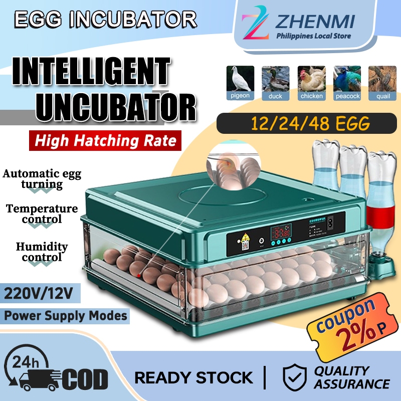 12/24/48 Eggs Incubator 220V/12V Dual Power Egg Incubator With ...